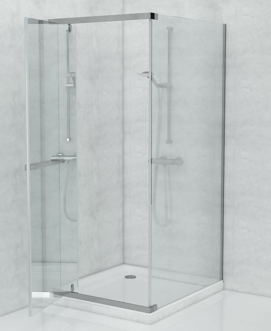 Shower Waterfall Semi-Frameless Square Pivot Enclosure – Futurebuild